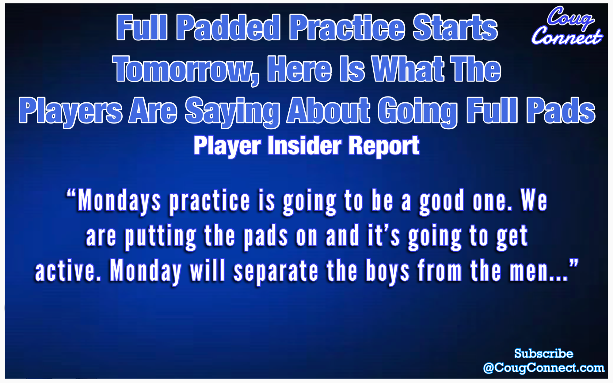 Full Padded Practice Starts Tomorrow, Here Is What The Players Are ...